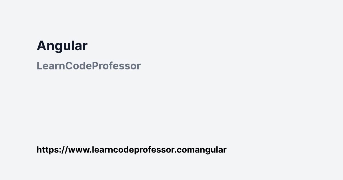 Angular | LearnCodeProfessor