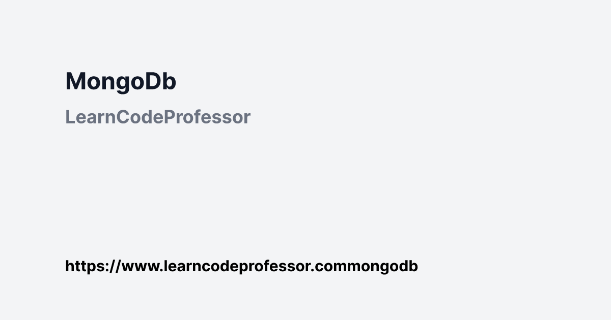 MongoDb | LearnCodeProfessor